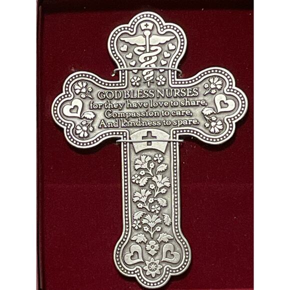 Camco | Accents | Nurse Placque God Bless Nurses Cap Heart Caduceus ...